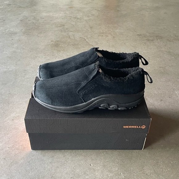 Merrell | Shoes | Merrell Jungle Moc Black Nubuck Leather Slipon ...
